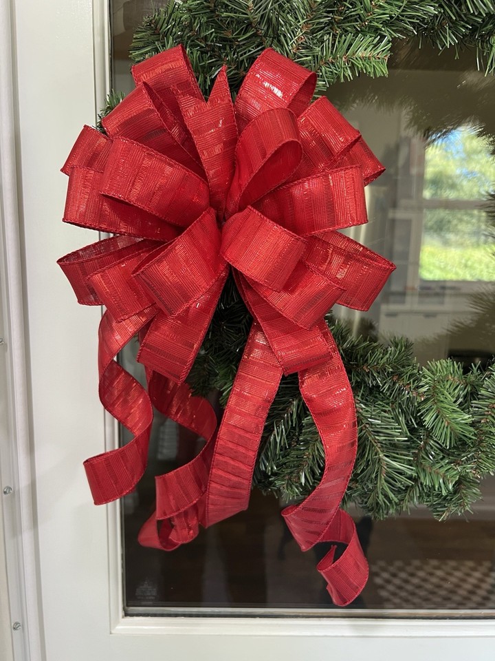 Handmade Large Sparkly Metallic Red Bow for Christmas or Valentines 10 ...