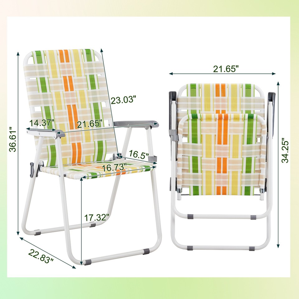 2 Pack Portable Folding Web Chair Beach Chair Outdoor Indoor Webbed ...