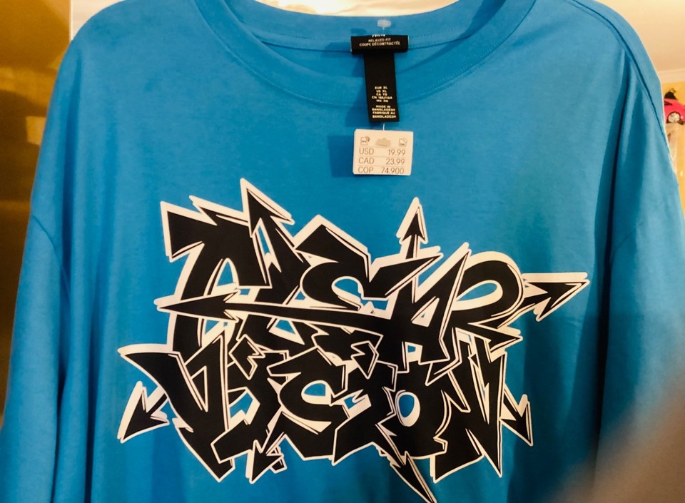 Vision Street Wear T-Shirt Blue Graffiti Logo Skateboarding Men’ Size ...
