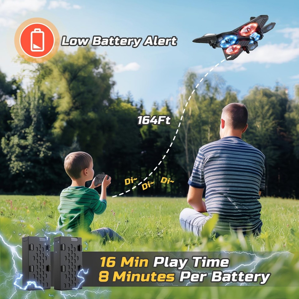 Foam RC Plane Drone for Kids, Remote Control Airplane Fighter Jet with ...
