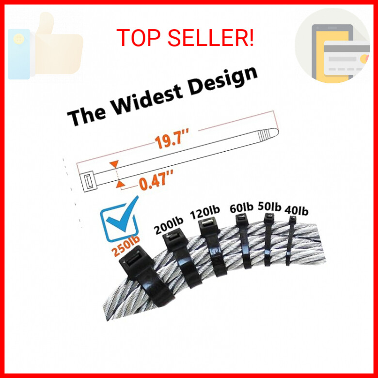 Black Zip Ties Heavy Duty 20 Inch Outdoor, 250lb Extra Large Cable Tie ...