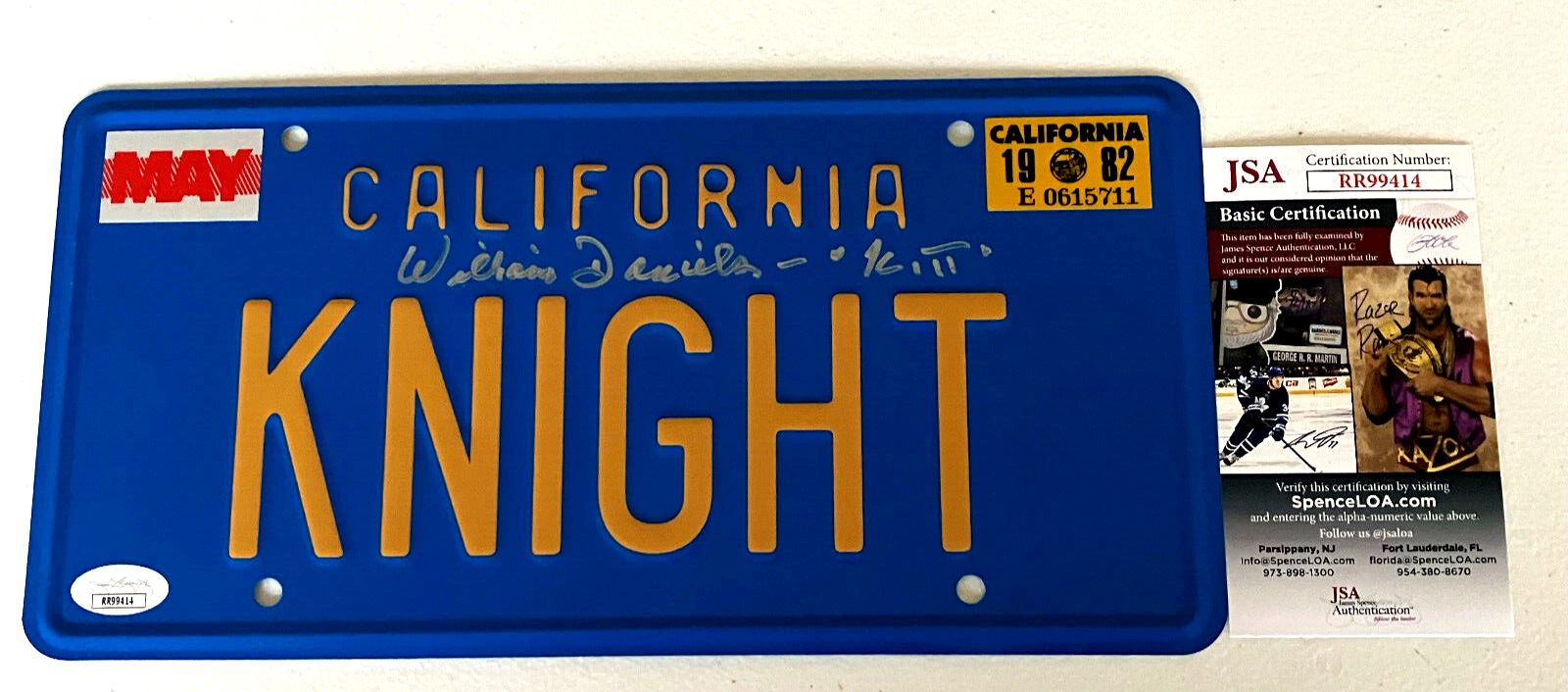 William Daniels Authentic Knight Rider License Plate Autographed, Kitt ...