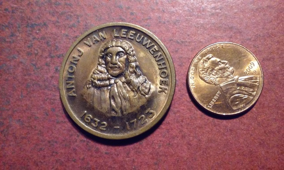 ANTONJ VAN LEEUWENHOEK Bronze Commemorative Medal Coin First To Observe ...