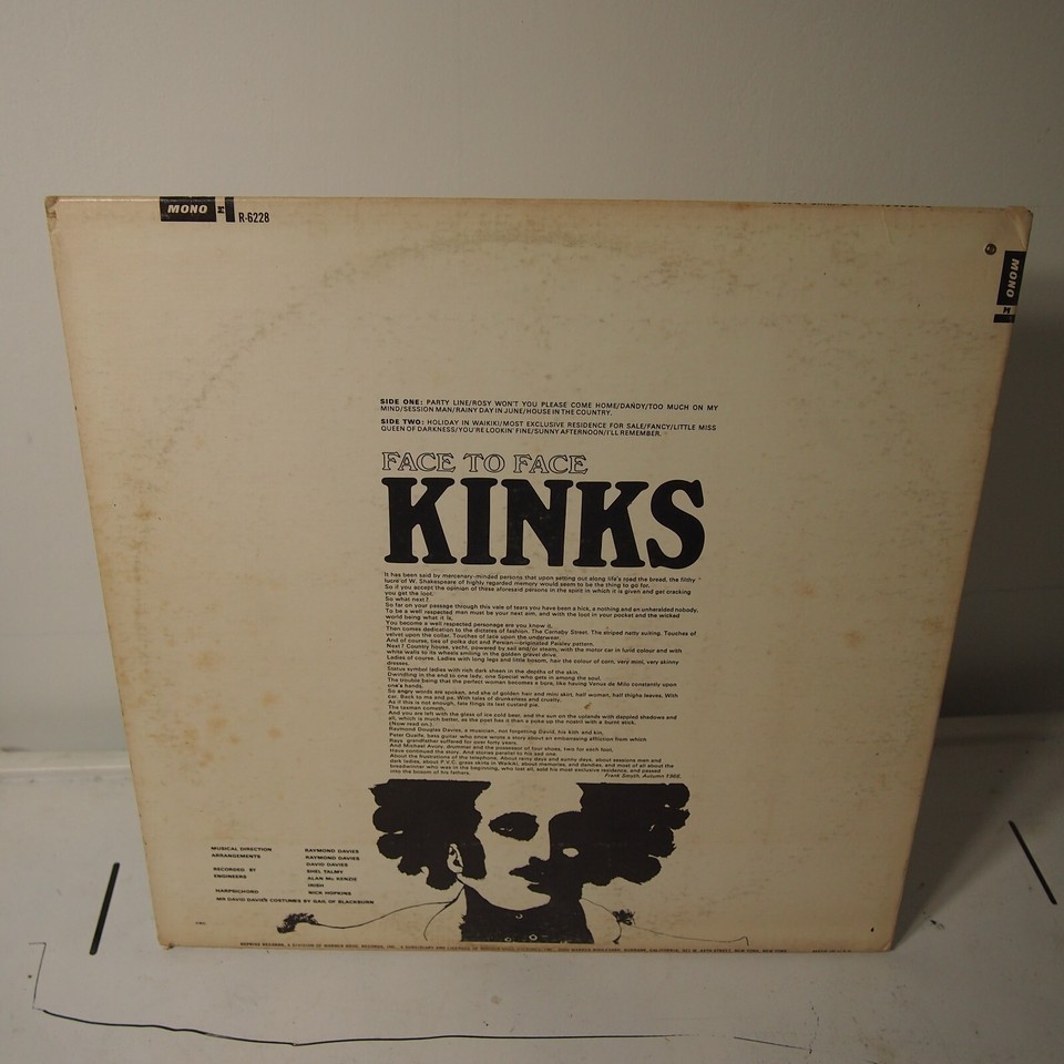 The Kinks Face to Face MONO TRI-COLOR LABEL LP VINYL ALBUM | eBay