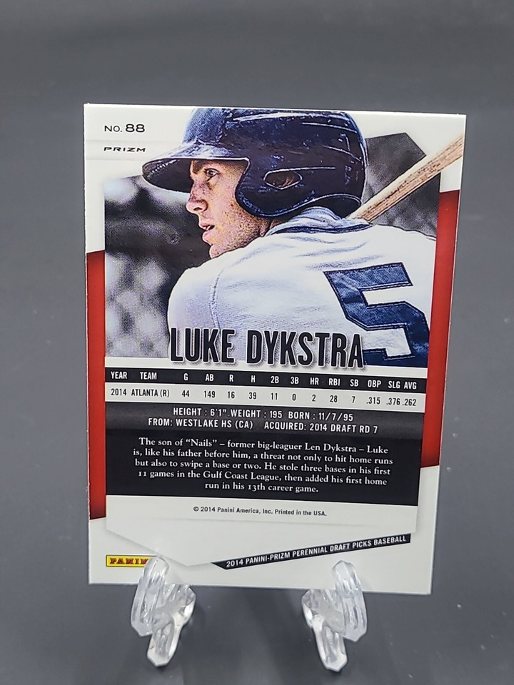 2014 Luke Dykstra SP Silver Refractor Rookie Panini Prizm Draft Picks ...
