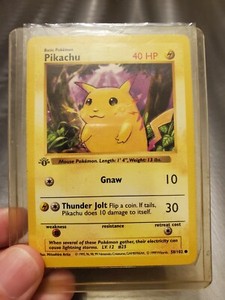 1999 1st Edition Pokemon Card - Shadowless Pikachu 58/102 - Very Rare ...