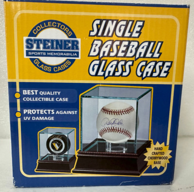 NEW One Steiner Sports Baseball Glass Case Wood Base UV Damage ...