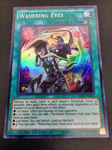 Yugioh Limited Edition Wavering Eyes Super Rare Holo CROS-ENAE3 NM/M | eBay