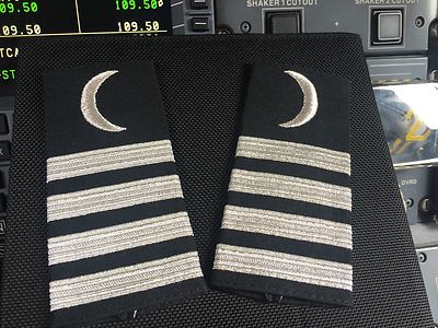 MARINE NAVAL NAUTICAL YACHT STAFF CAPTAIN EPAULETS 4 BARS w/ CRESCENT ...