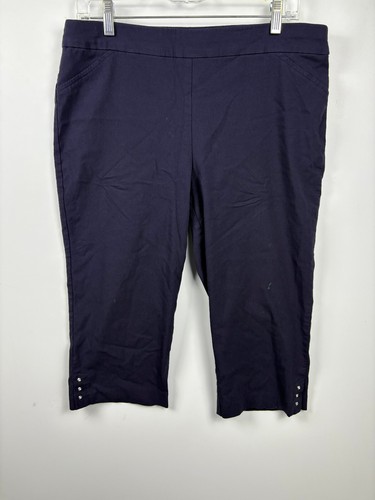 Counterparts Capri Pants Women's Size 14P Navy Blue Stretch Slim Fit ...