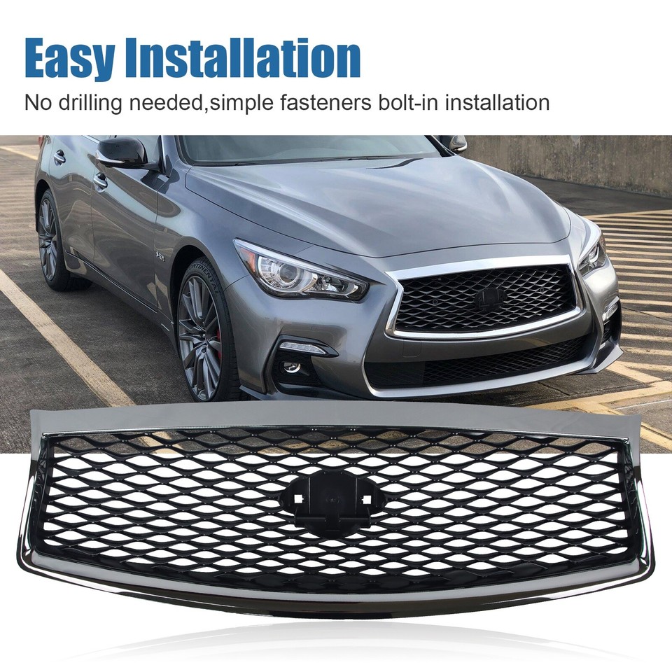 Front Grill for 2014-2017 INFINITI Q50 With Camera Option Chrome | eBay
