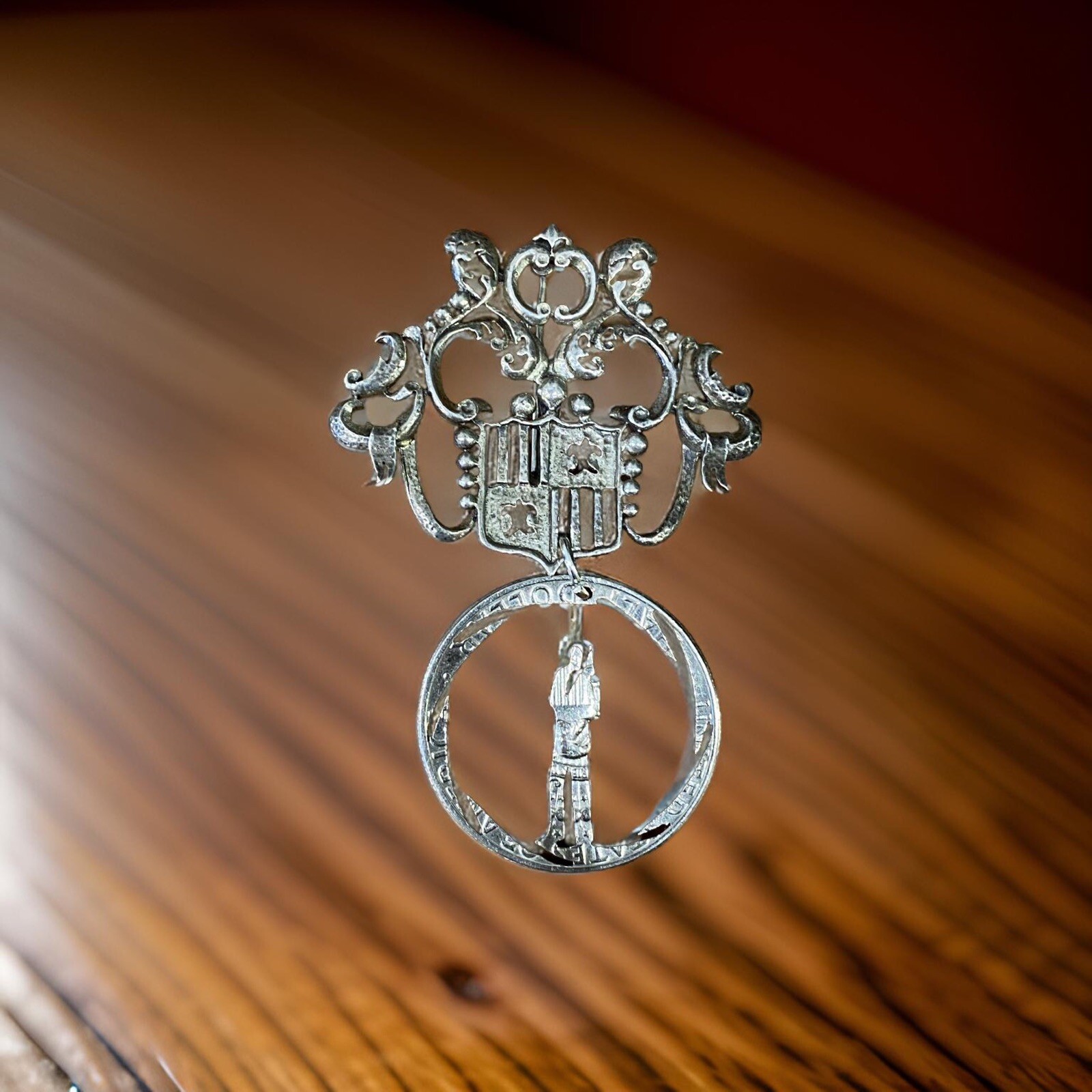 sterling silver brooch pin With Hand Made Coins - Gem