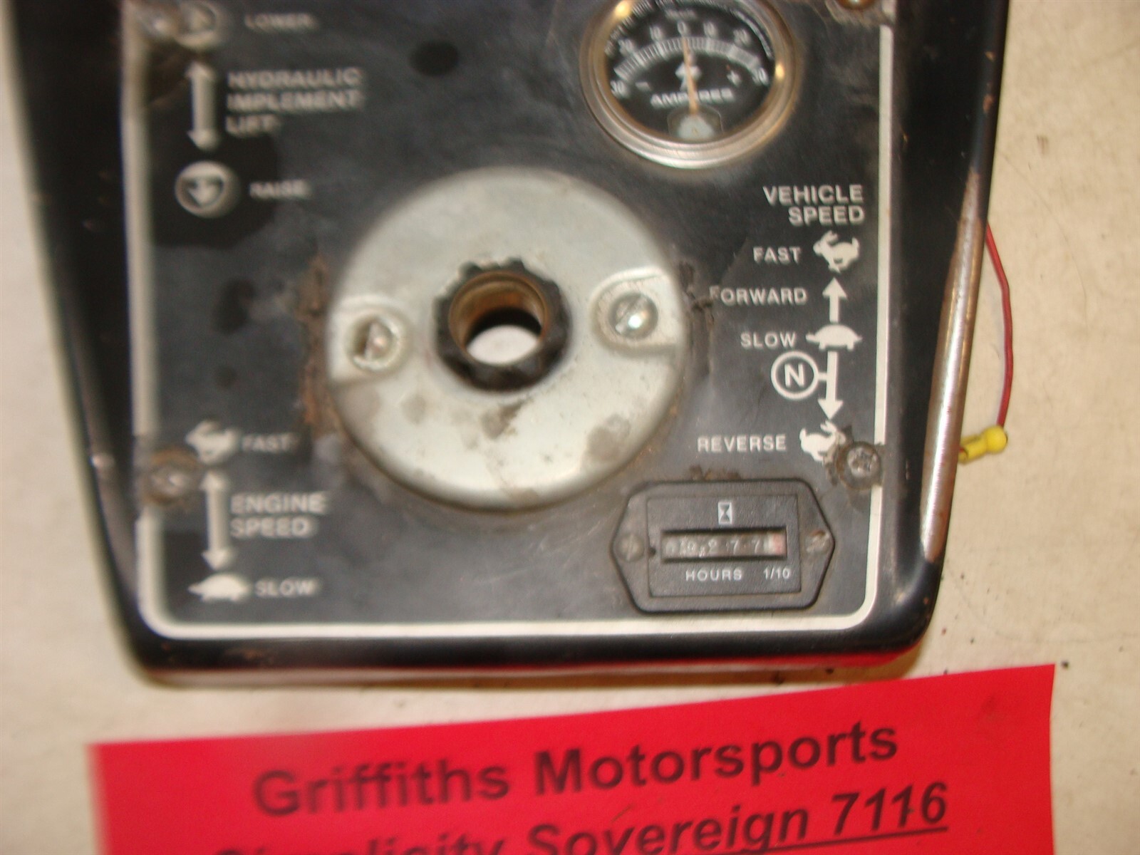 Simplicity Sovereign 7116 Briggs 16hp console dash panel amp gauge hour ...