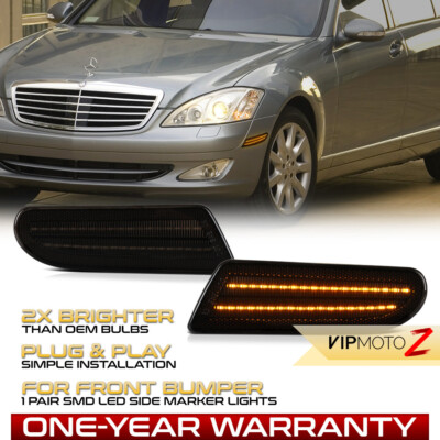 Full LED Smoked Side Marker Lights For 2000-2006 Benz S-Class W220 S430 ...