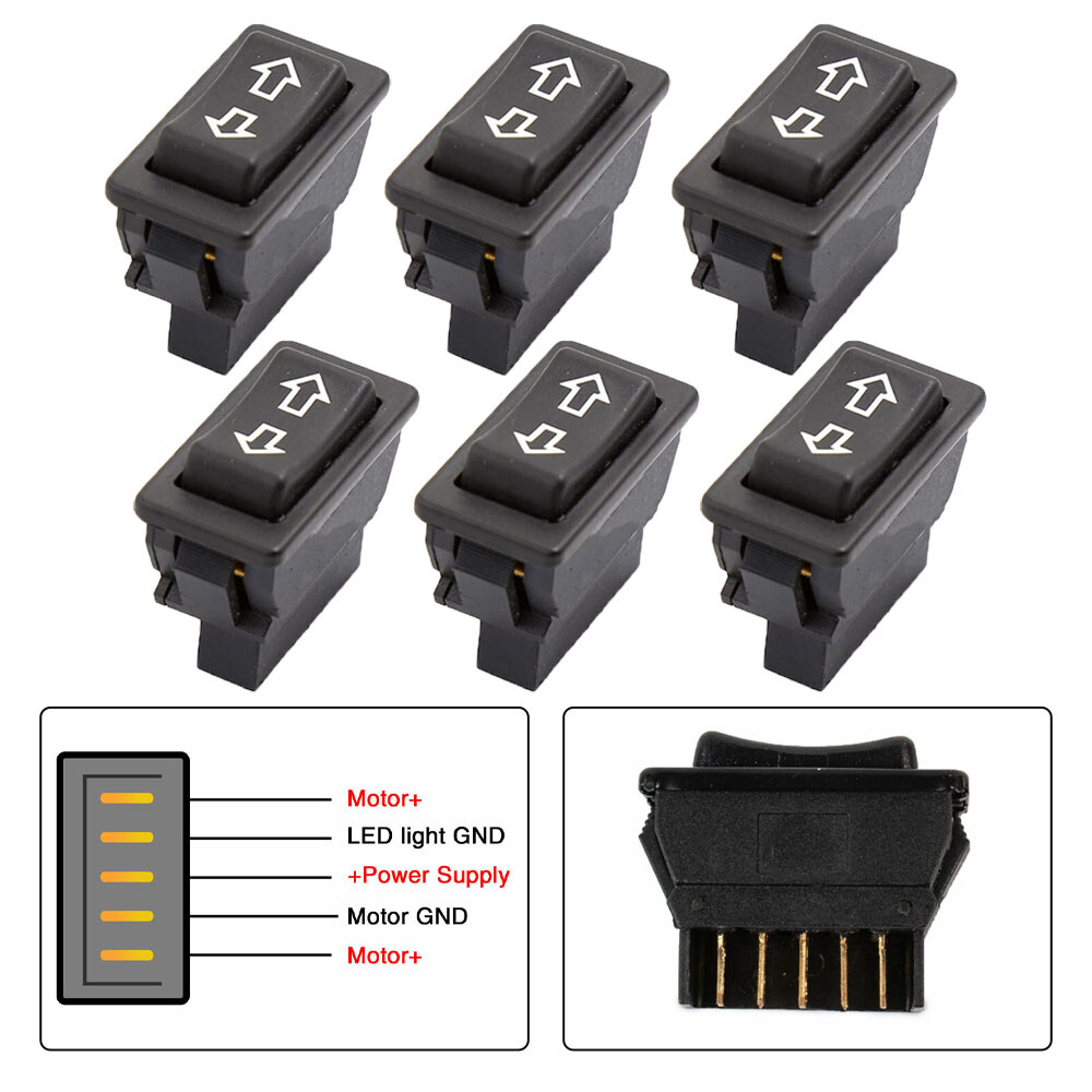 6X Universal 5-PIN ON/OFF SPST Momentary Power Window Rocker Switch ...