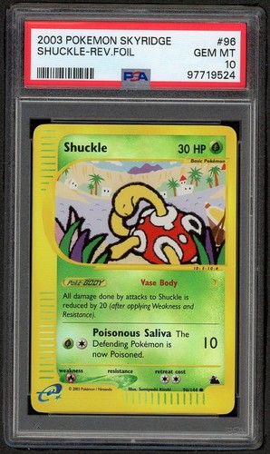 PSA 10 Shuckle Pokemon Skyridge Reverse Foil Holo 96 2003 Gem Mint | eBay