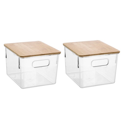2x Box Sweden Clear Crystal Encore Container Organiser 21cm Storage w ...