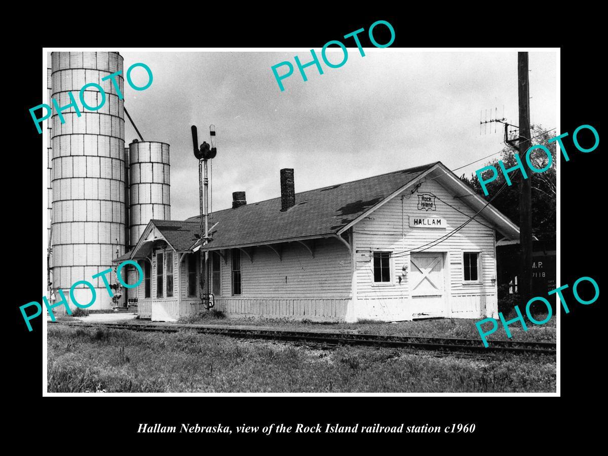 OLD LARGE HISTORIC PHOTO OF HALLAM NEBRASKA ROCK ISLAND RAILROAD DEPOT ...
