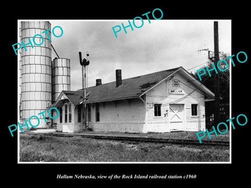 OLD LARGE HISTORIC PHOTO OF HALLAM NEBRASKA ROCK ISLAND RAILROAD DEPOT ...