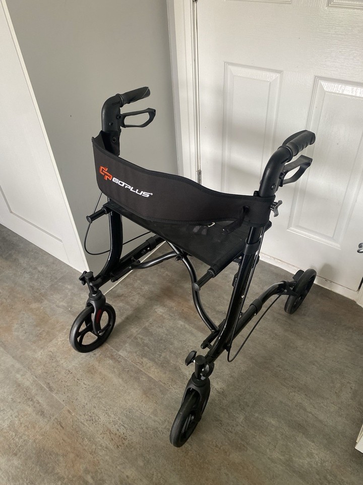 Go Plus Four Wheel Folding Walker Rollator with Seat Backrest Used Once ...
