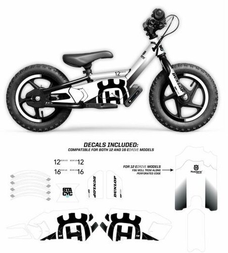 Dcor STACYC Graphics Kit - 16 Inch Brushless (Husqvarna) Black | White ...
