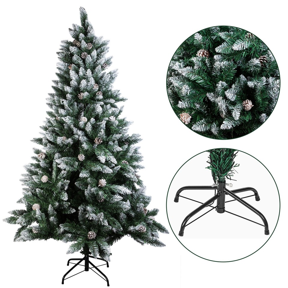 4-7FT Christmas Tree With LED Lights/Fiber Optic Pre Lit/Snow Flocked ...