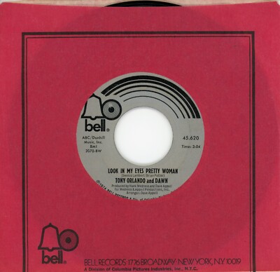 TONY ORLANDO & DAWN Look In My Eyes Pretty Woman 1974 BELL 45rpm Pop ...