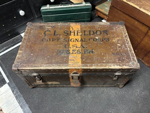 VTG Great War WW1 US Army Military FOOT LOCKER Curtis Sheldon 326th ...