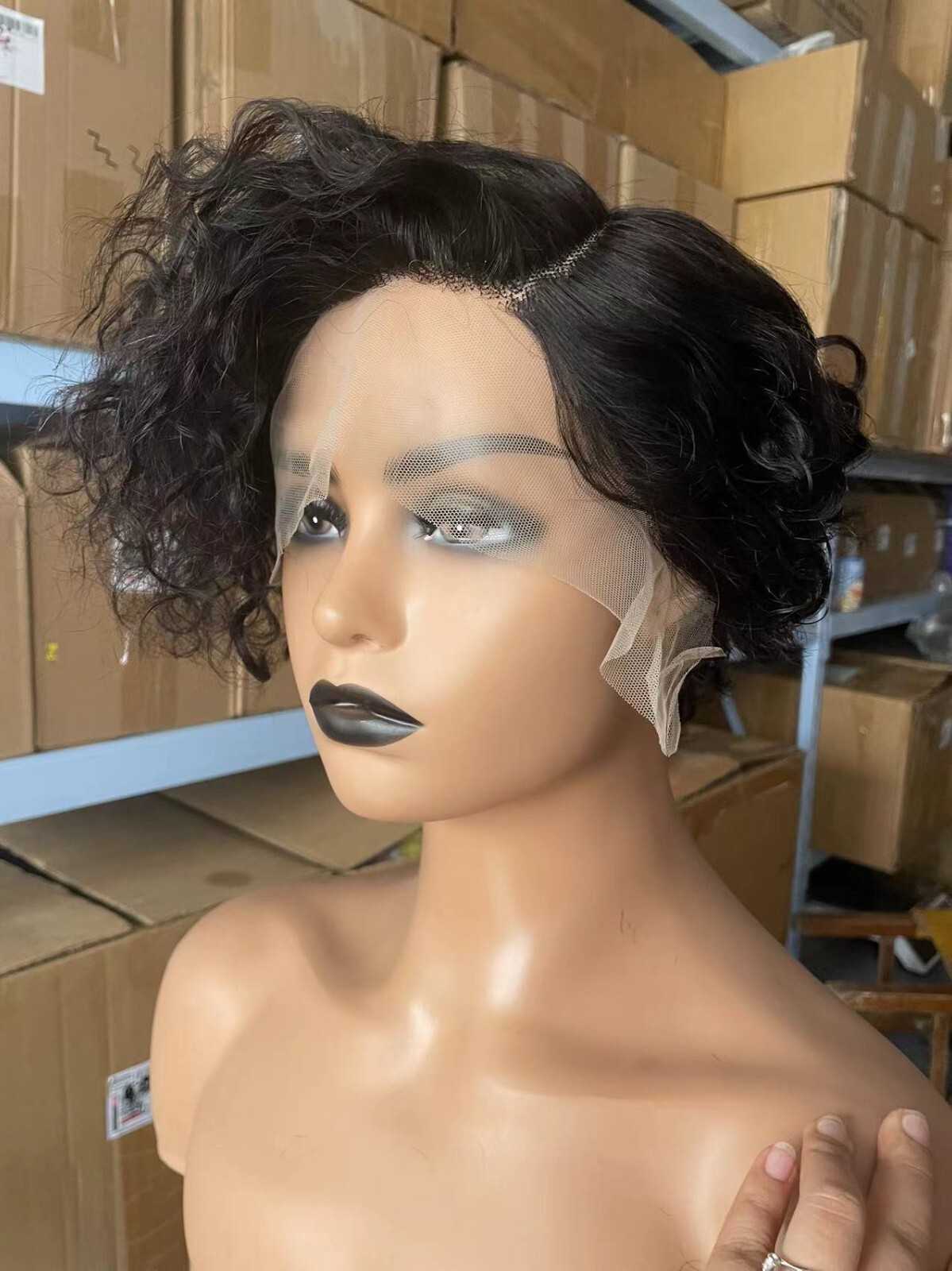 Short Curly Human Hair Wigs for Black Women Pixie Cut Glueless 13x4x1 ...