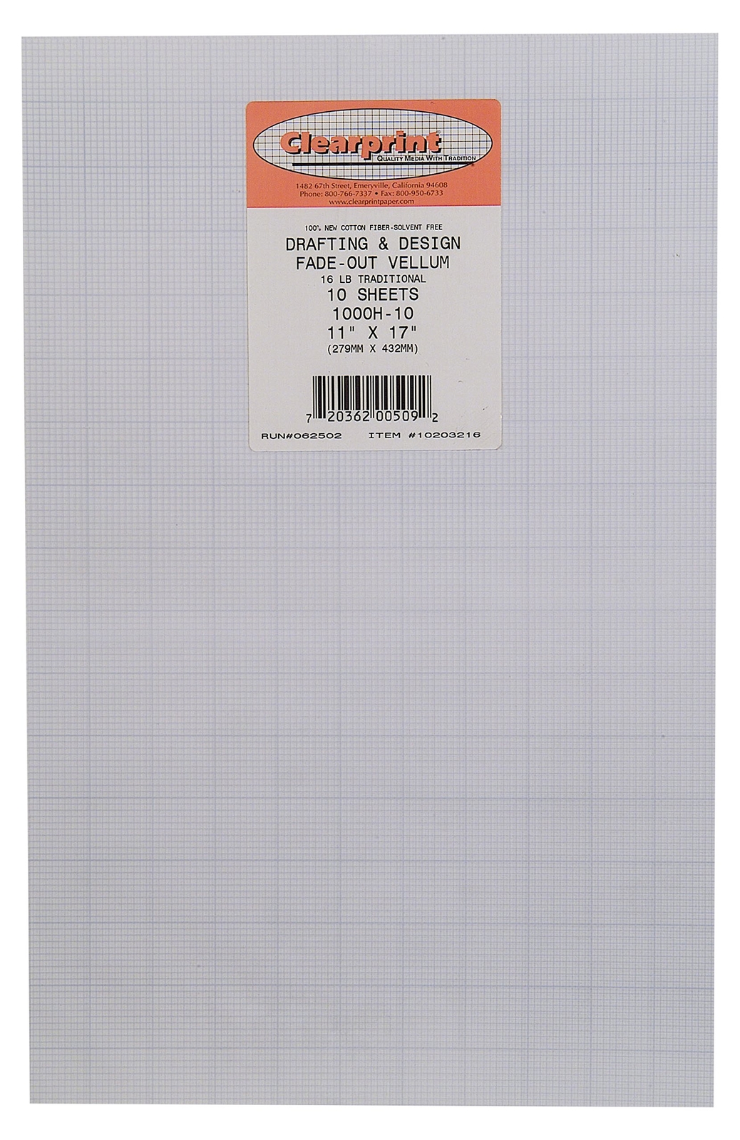 11" x 17" 1000H Design Vellum Sheets with Printed Fade-Out 10x10 Grid ...