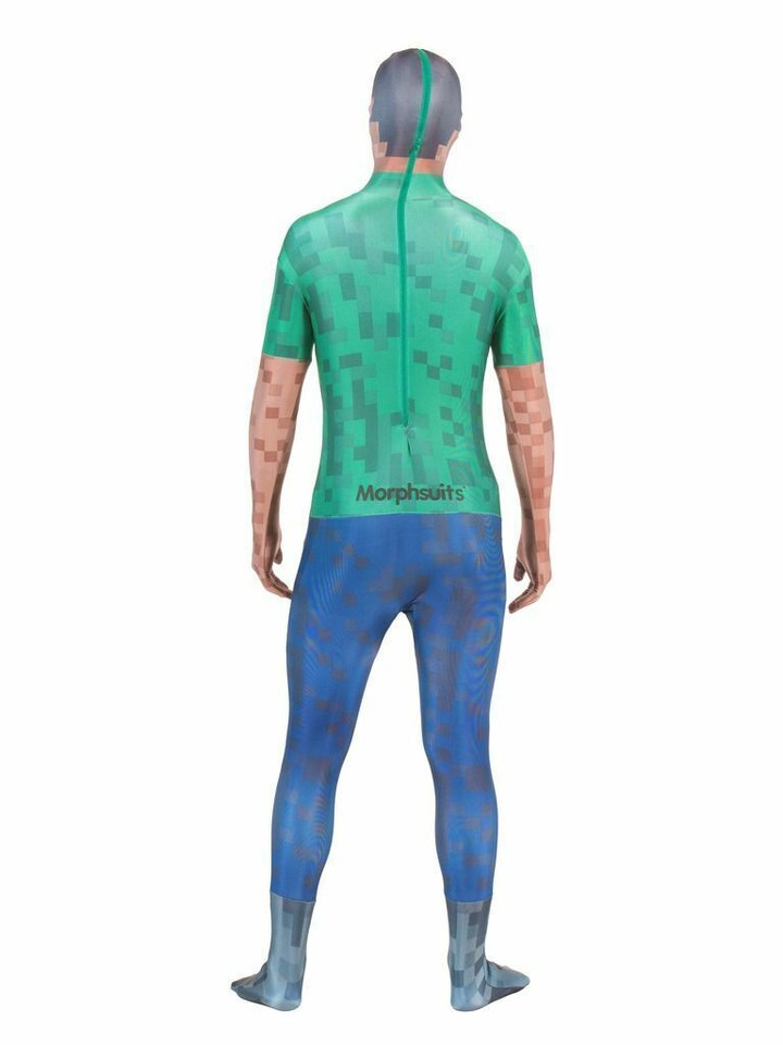 Adult Pixelated Green Morphsuit Costume Halloween Cosplay Full Body ...