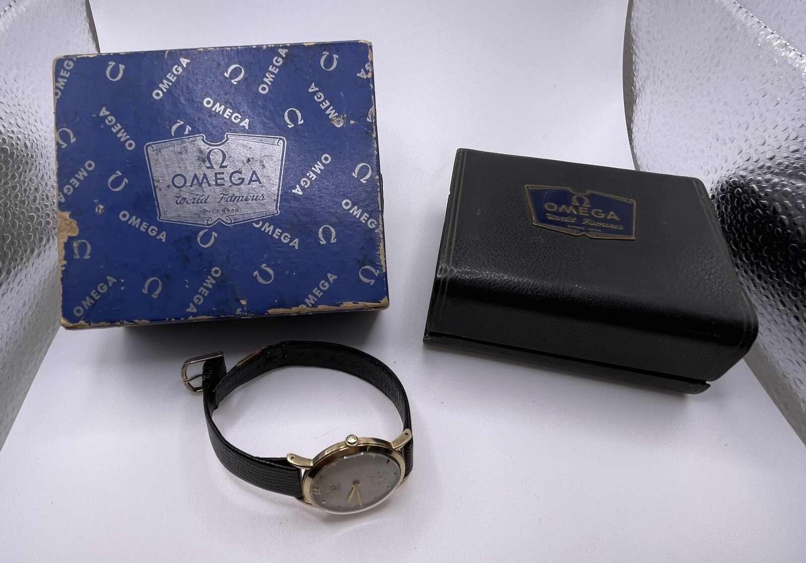 Vintage 1947 Omega 14k Gold Mens Watch in Original Box - Gem