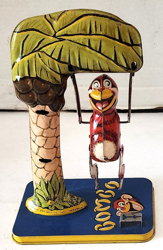 Vintage Unique Art Bombo swinging monkey tin windup Works USA | eBay