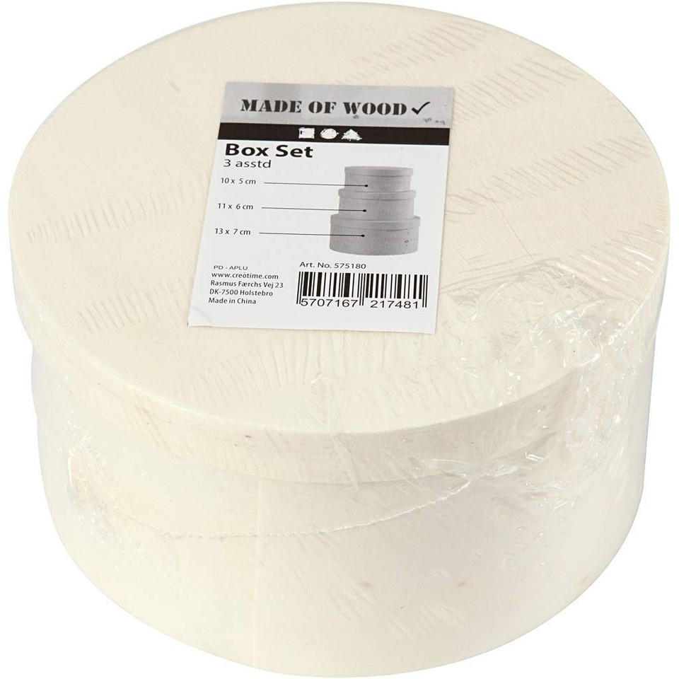 Round Wood Chip Box, D: 10+11+13 cm, Poplar Tree, 3 asstd | eBay UK