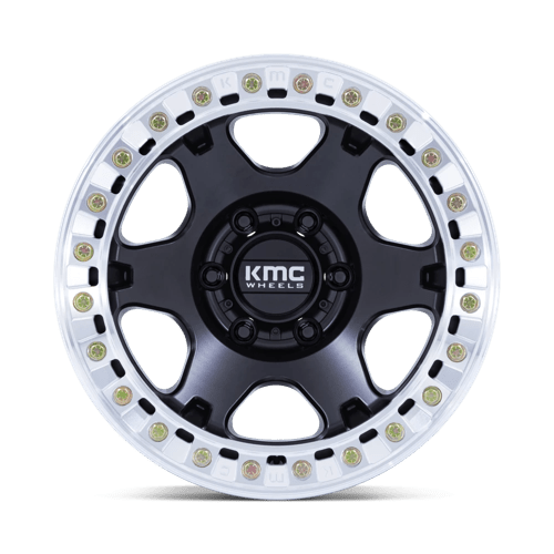 17X9 KMC KM238 VI BEADLOCK 6X5.5 -12MM SATIN BLACK W/ MACHINED RING (4 ...
