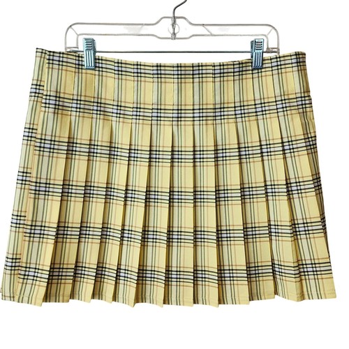 Pleated Mini Skirt Plaid Prep Y2K Yellow Black | eBay