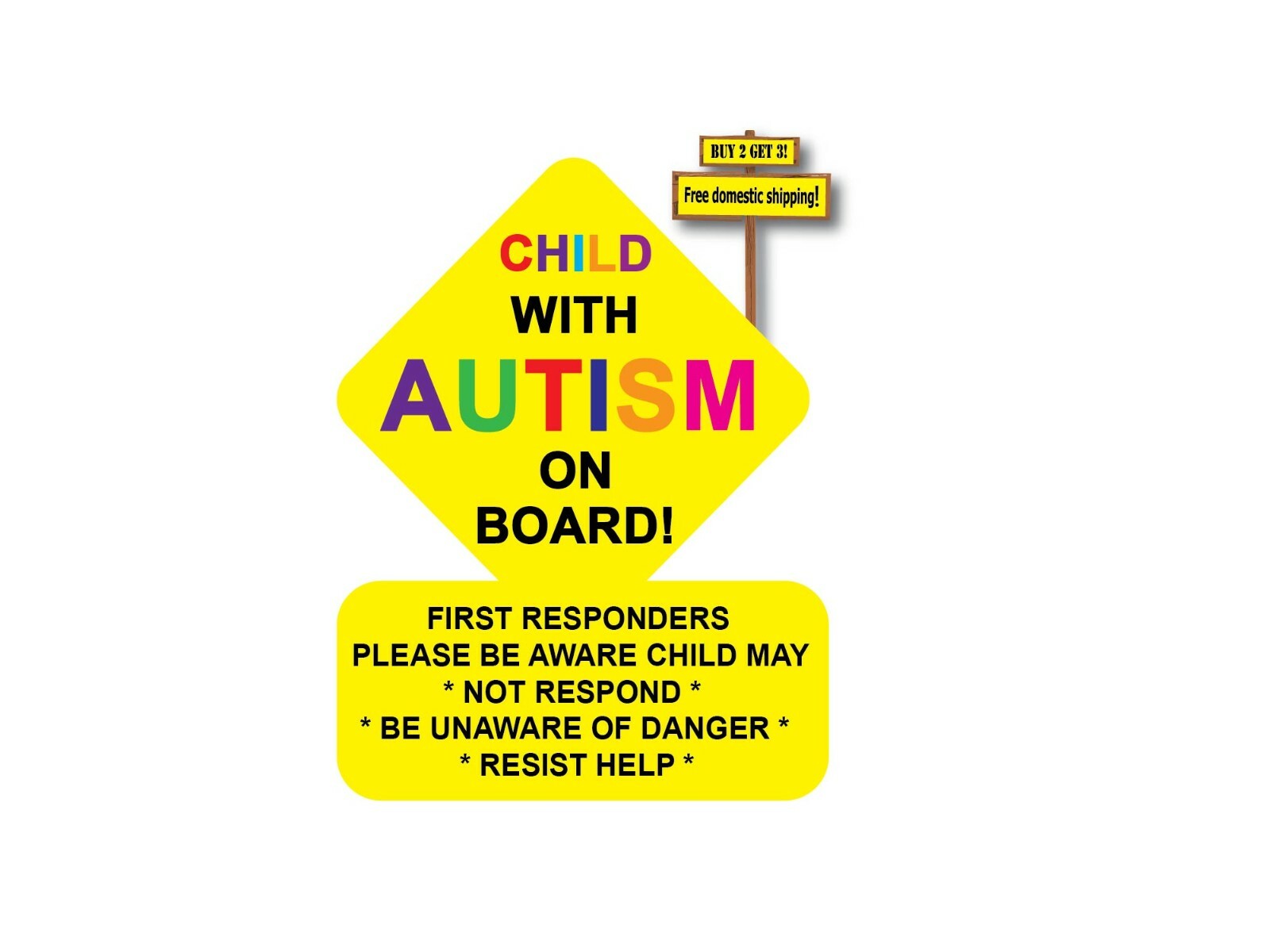 Autism Awareness Sticker/Decal Child on board for First Responders ...