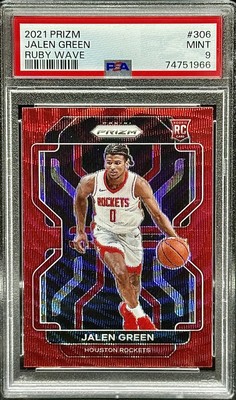 2021 Prizm #306 RUBY RED WAVE Jalen Green Rookie RC PSA 9 Mint Rockets ...