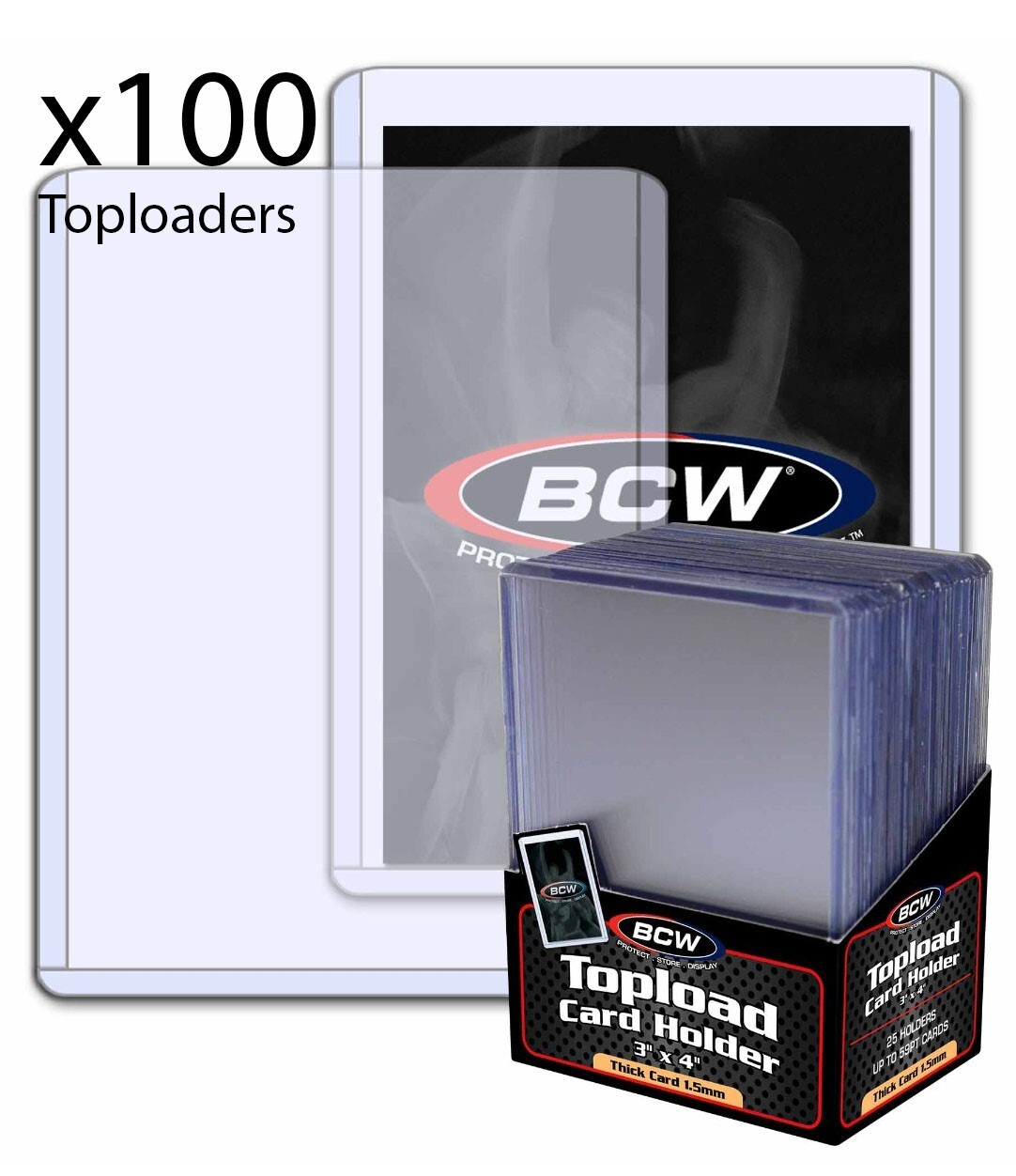100 BCW Topload Card Sleeves 3x4 Thick 59 Pts Trading Gaming Sport ...