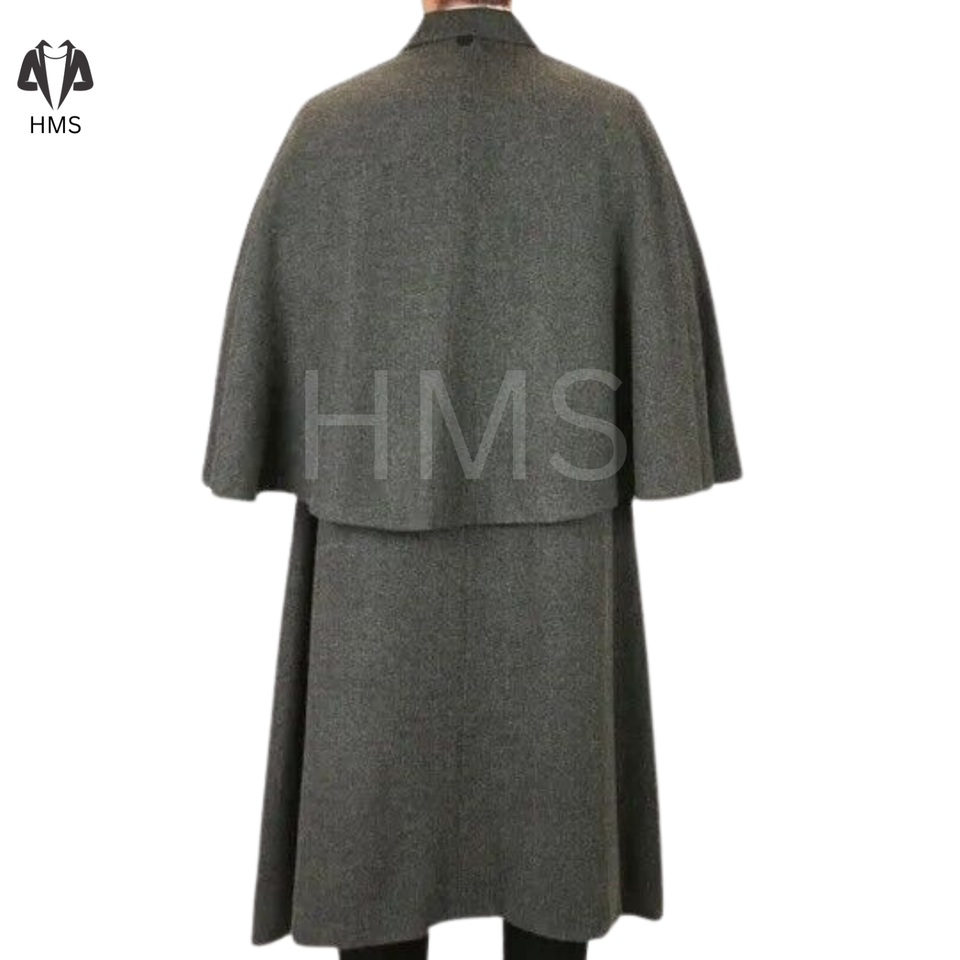 New Grey Inverness 100% Wool Victorian Coachmen Gentleman Cape Coat | eBay