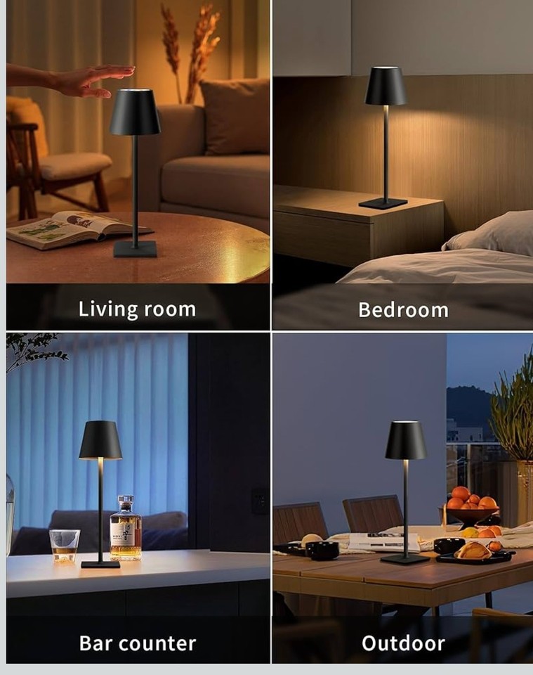2 Pack Cordless Table Lamp,Portable LED Desk Lamp, 5000mAh Battery ...