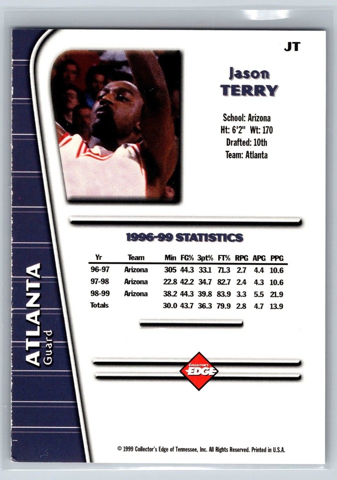 1999-00 Collector's Edge Jason Terry Rookie Arizona Wildcats RC #JT | eBay