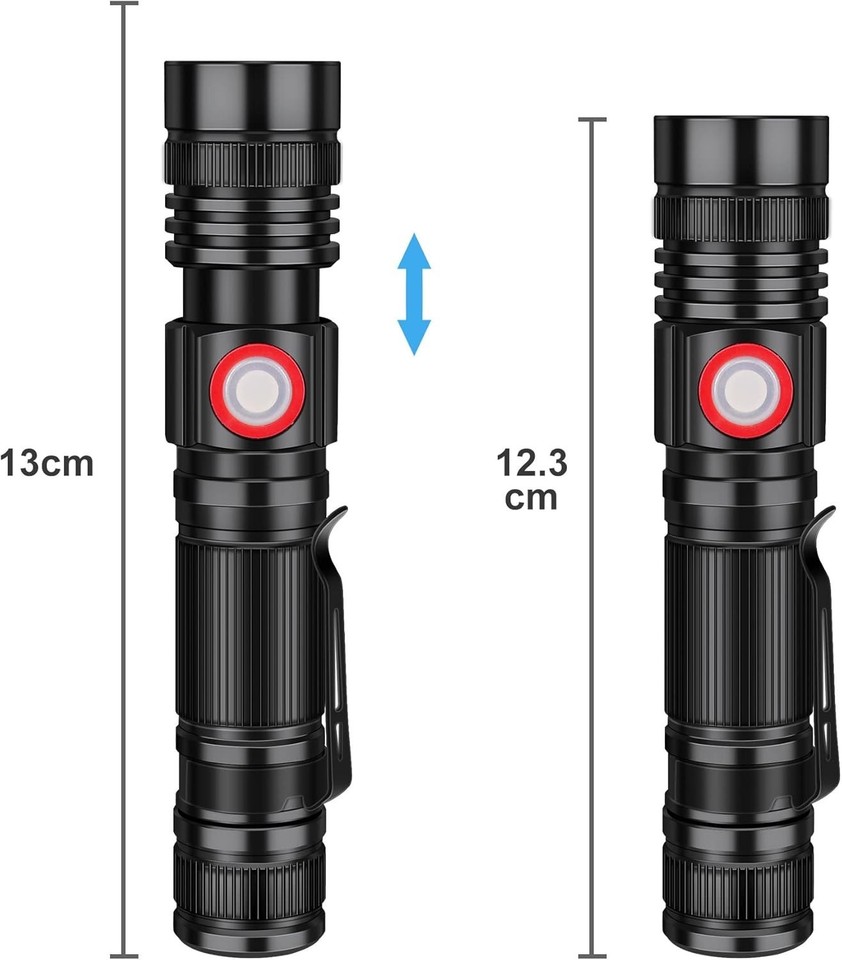 Compact 2000 Lumen LED Flashlight - Rechargeable & Adjustable Focus for ...