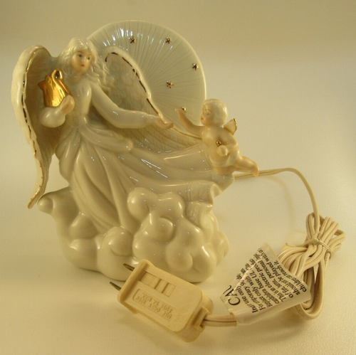 Vintage Porcelain Angel & Cherub Heavenly Clouds Night Light Lamp 7” X ...