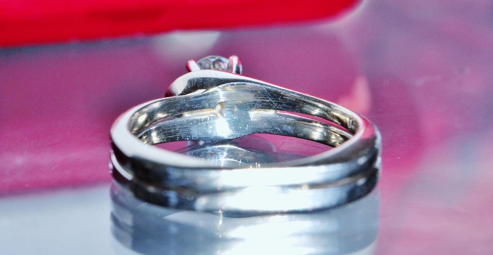 14k white gold ring 0.22ct diamond wedding set size 4 handmade 3.4gr ...