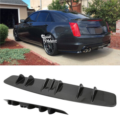 For Cadillac CTS XTS ATS CT4 CT5 Carbon Rear Diffuser Fins Bumper Lip ...