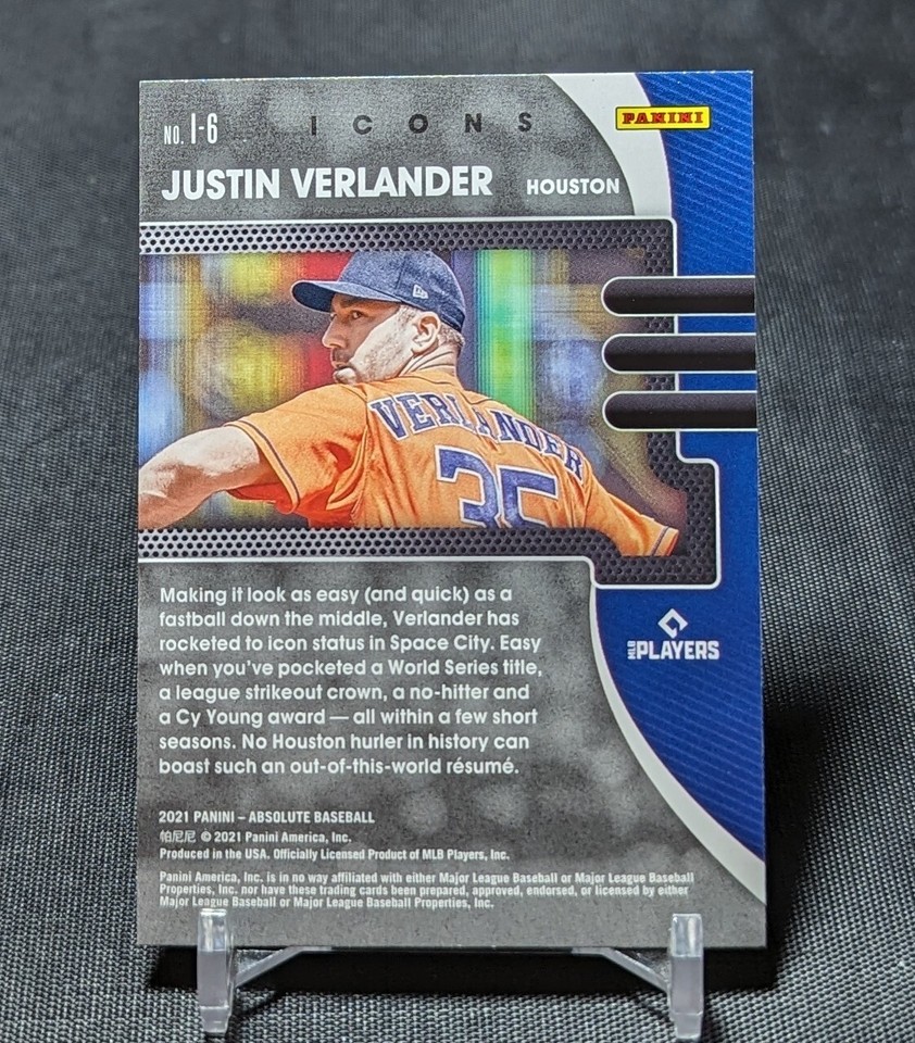 Justin Verlander Icons 2021 Absolute Baseball Card #I-6 Houston Astros ...