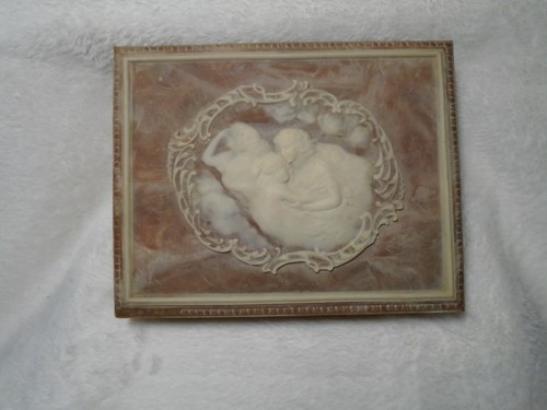 Large 10x8.2.5 Incolay Stone Jewelry/Trinket Box Angels?Brown Cream ...
