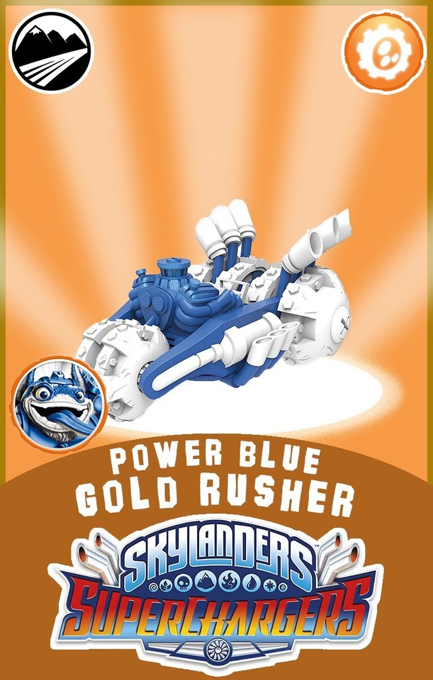 Skylanders Superchargers Vehicle Power Blue Gold Rusher NFC Card FREE ...