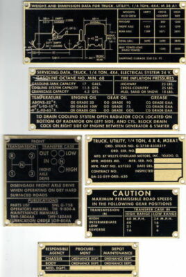 Vintage Willys Military Jeep M38A1 G758 Data Plate Set | eBay